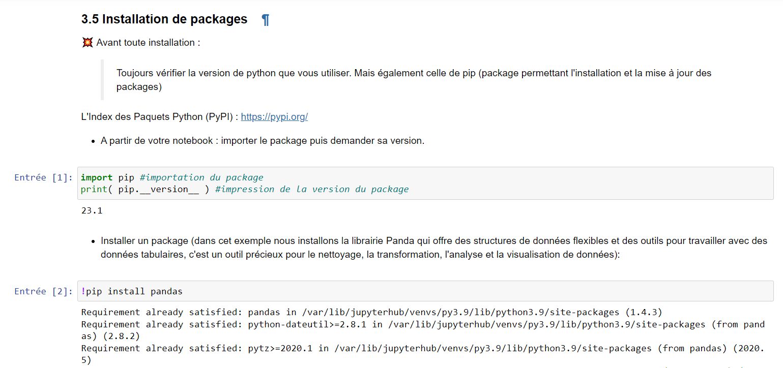 Exemple d’utilisation de l’outil – Plateforme Jupyter