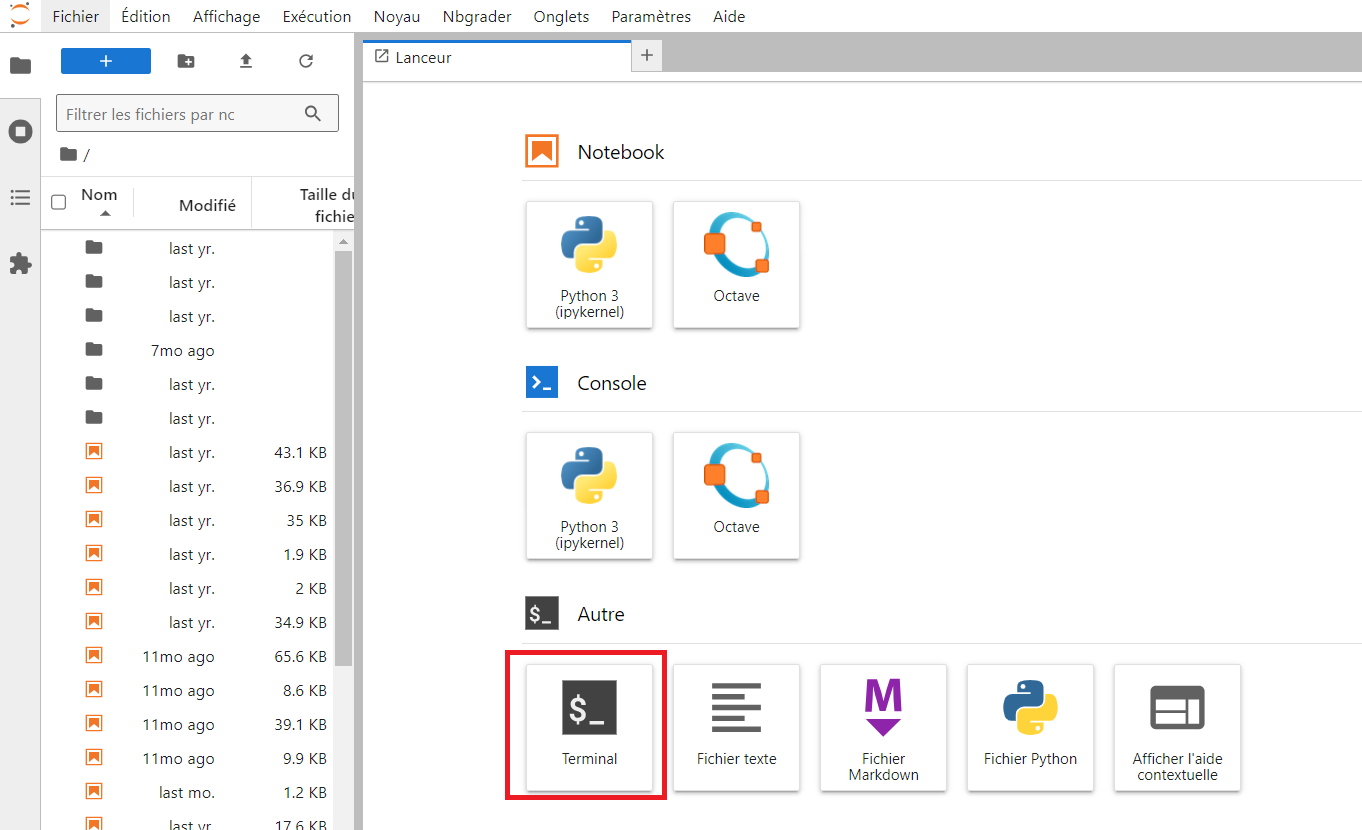 Guide d’utilisation — Plateforme Jupyter